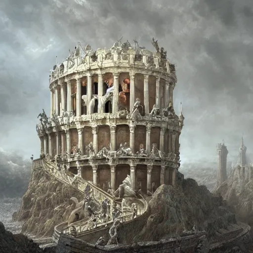 the holy castle of Medusa, with statues, | Stable Diffusion | OpenArt