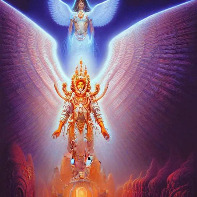 ethereal glowing white hindu angel dmt deity, tribal | Stable Diffusion ...