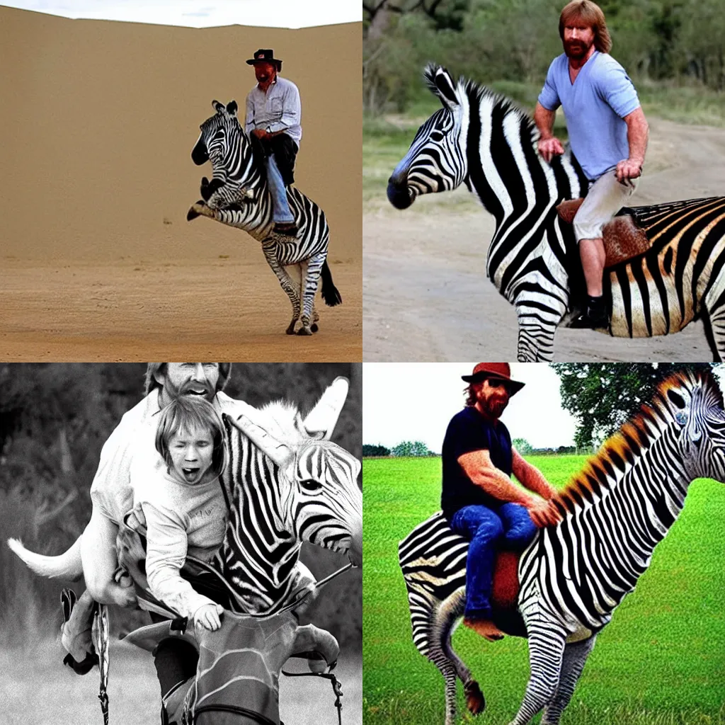 chuck norris riding a zebra | Stable Diffusion | OpenArt