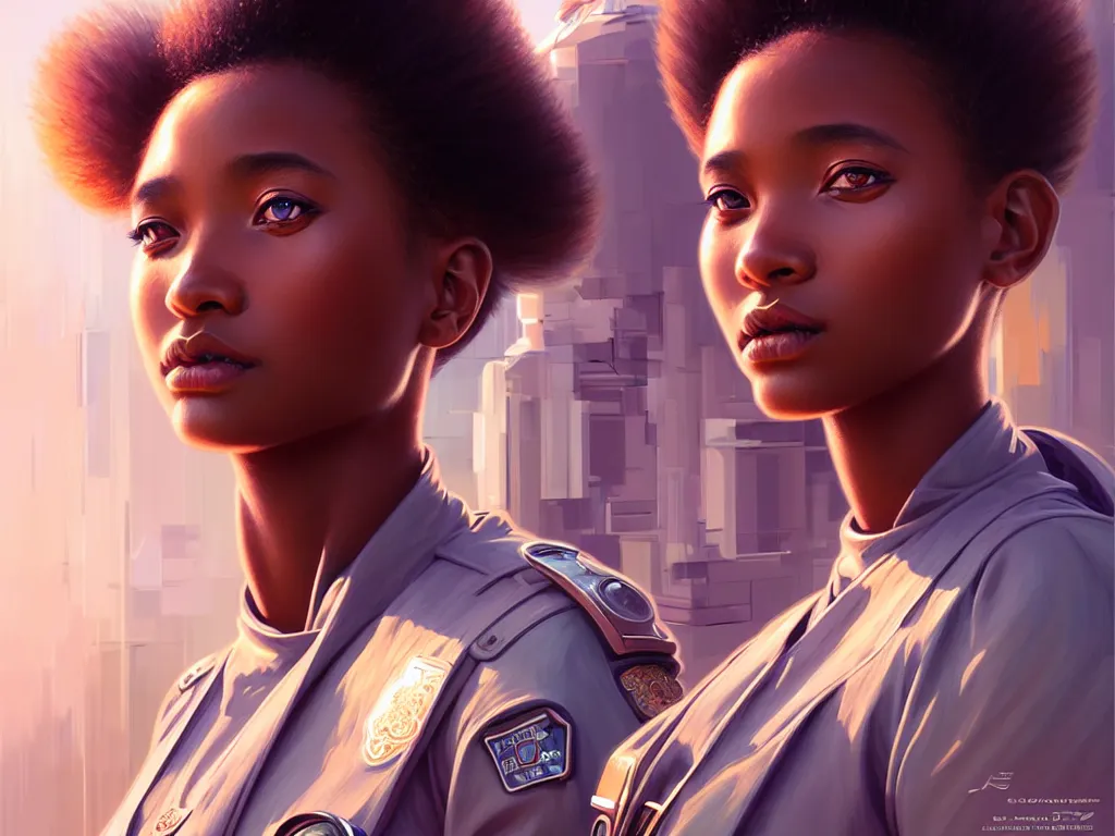 portrait futuristic madagascar police uniform girl, at | Stable ...