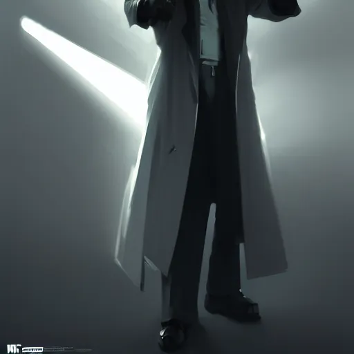 imposing and relaxed cyberpunk gangster, white duster | Stable ...