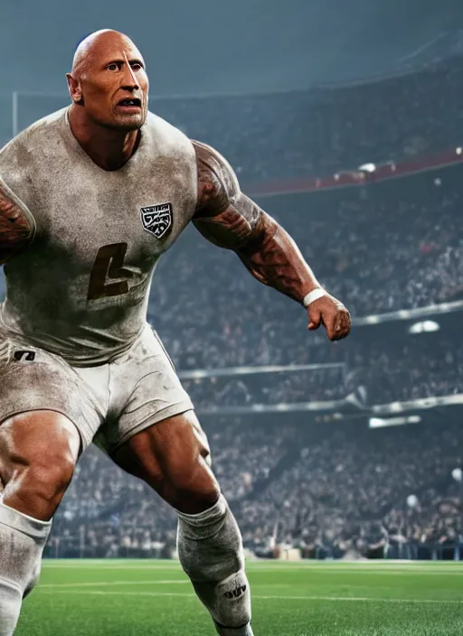 screenshoot of dwayne johnson as football player on | Stable Diffusion | OpenArt
