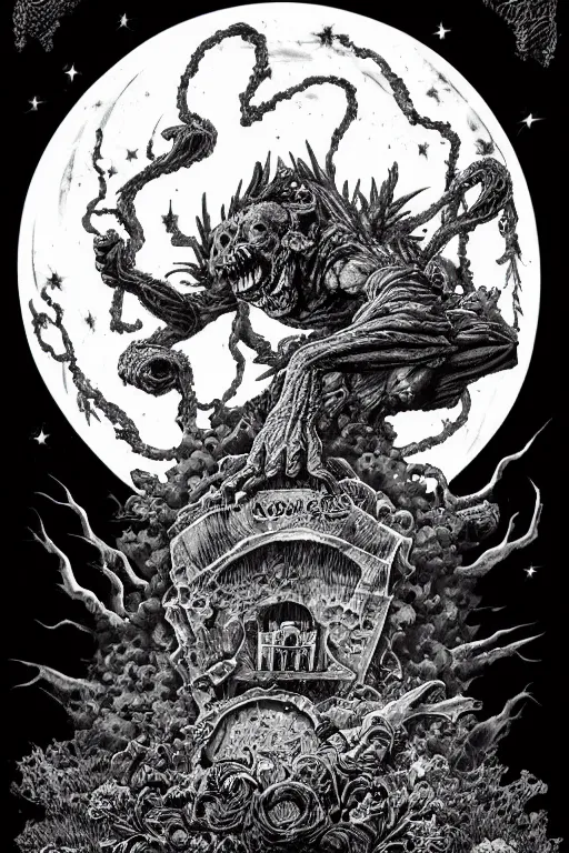 grotesque creature, moonlit sky, highly detailed ink | Stable Diffusion ...