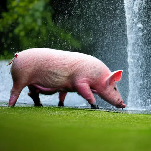 a photograph of two pigs playing golf in the rain | Stable Diffusion ...