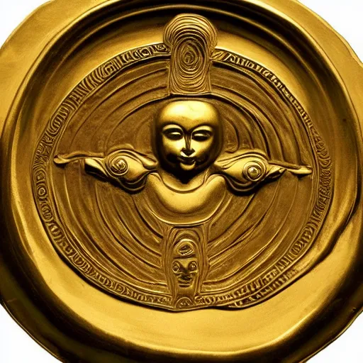 gold disc embossed with the image of a human figure | Stable Diffusion ...