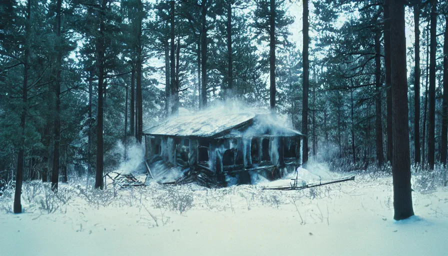 1 9 7 0 s movie still of a frozen burning house in a | Stable Diffusion