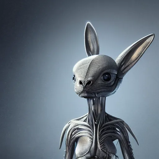 alien rabbit in the space by HR giger, octane render, | Stable Diffusion