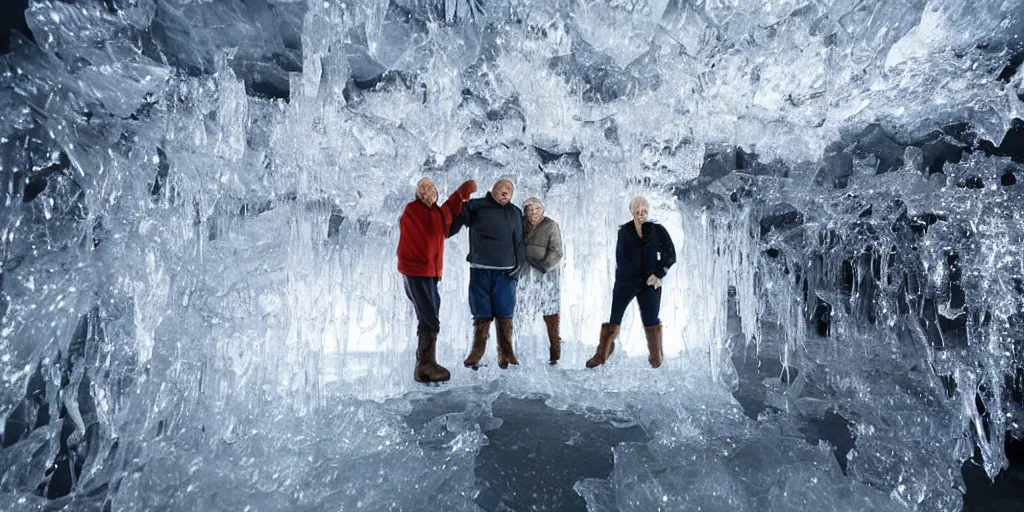 frozen old people trapped in clear ice in a cold cave | Stable ...