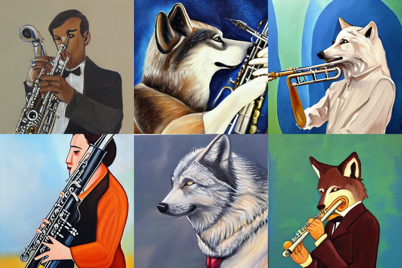 A painting of a wolf playing clarinet | Stable Diffusion | OpenArt