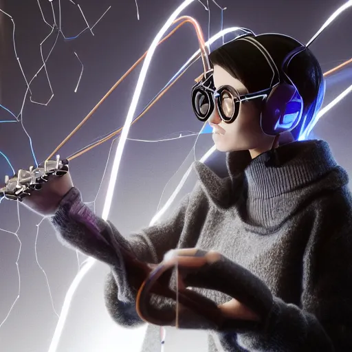 rpg character concept art, modular synth musician | Stable Diffusion