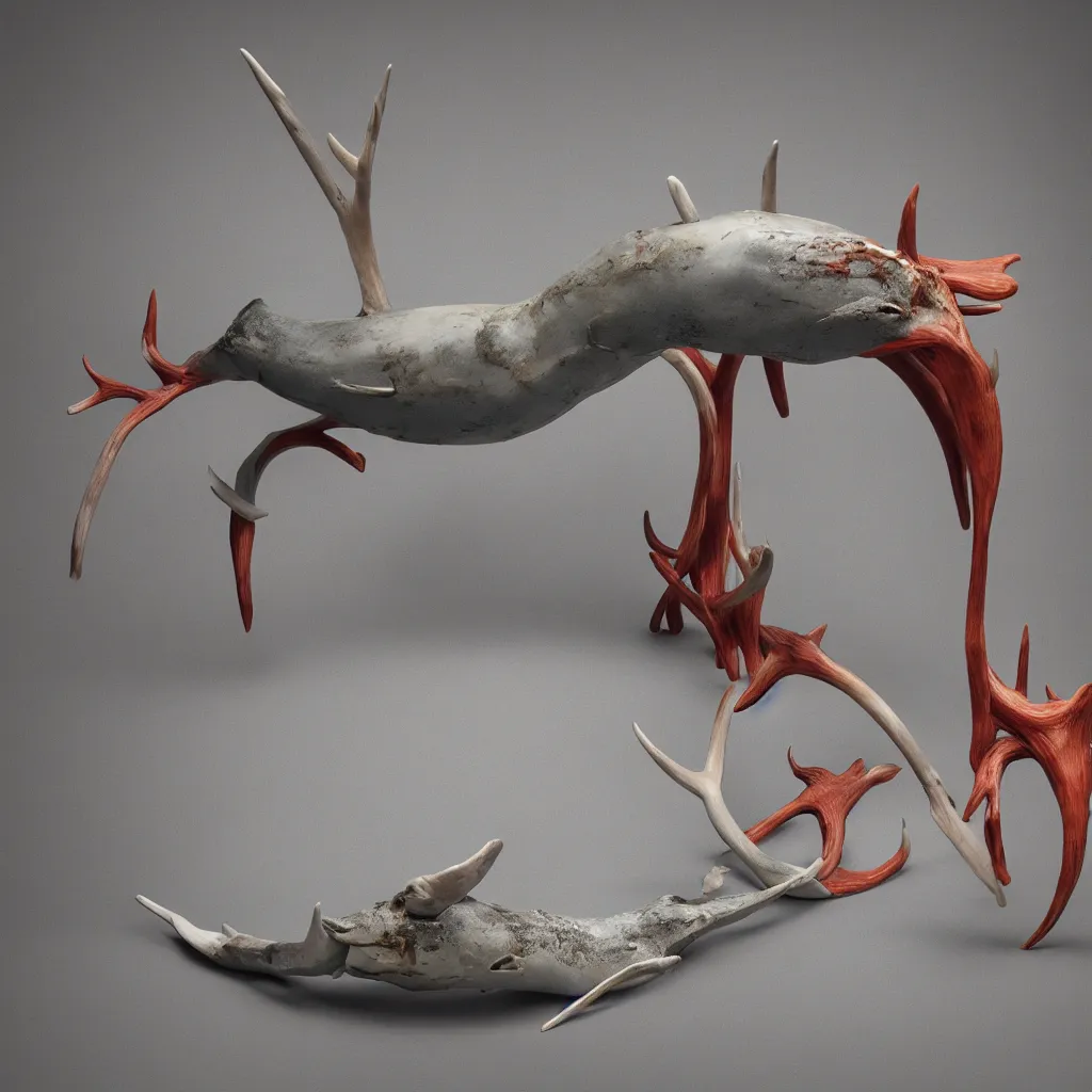 vibrant colors. delicate animal innards, antlers white | Stable ...