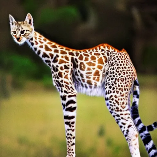 a feline girafe - cat - hybrid, animal photography | Stable Diffusion