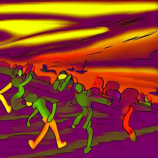 people running away from a tiny nuclear explosion, at | Stable ...