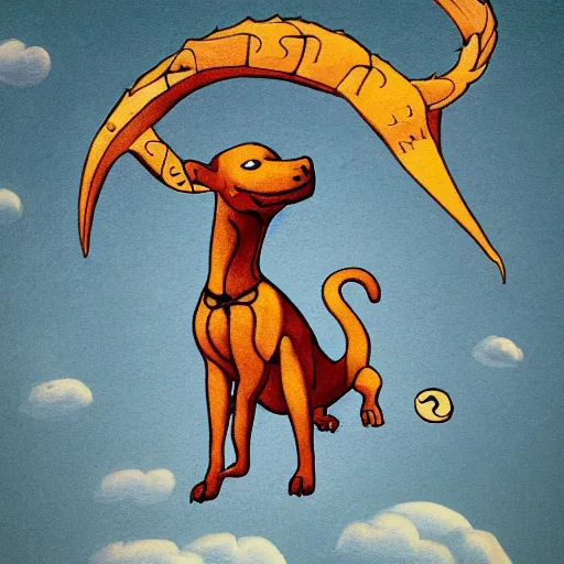 a dog with the head of a dragon flying to the moon. | Stable Diffusion ...