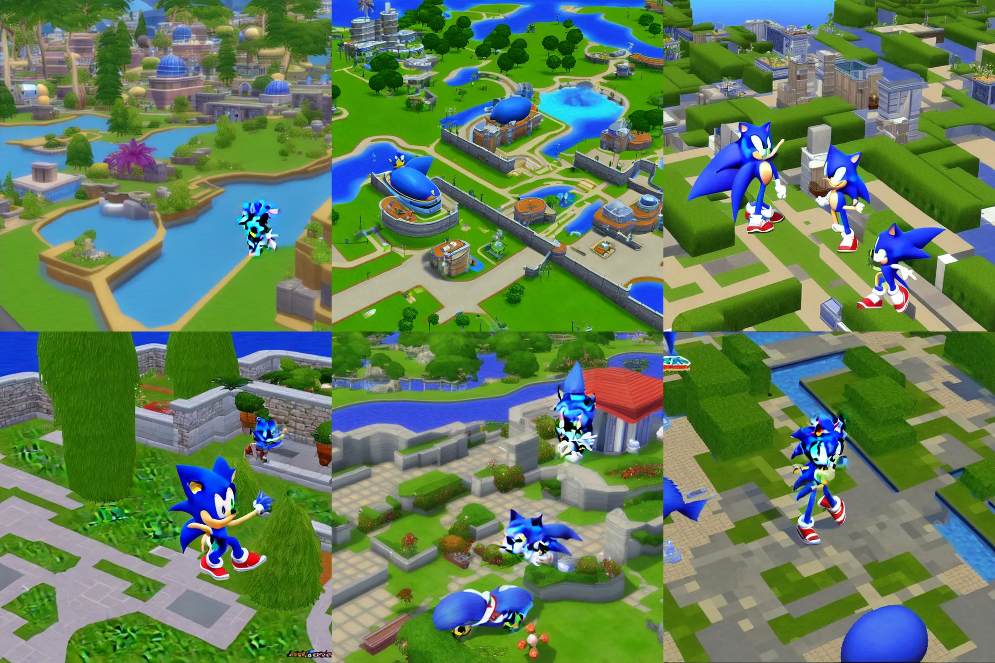 Sonic the Hedgehod as a sim in the Sims 1. Sims 1 | Stable Diffusion