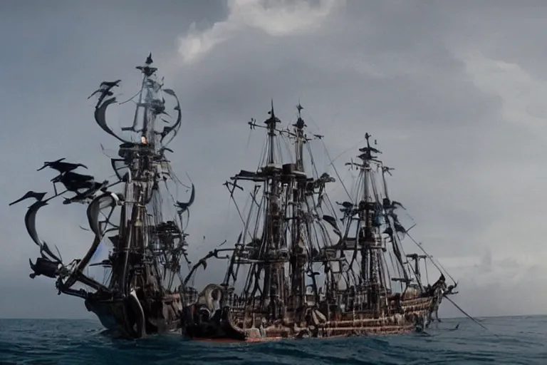 vfx movie closeup pirate ships firing canons by | Stable Diffusion ...