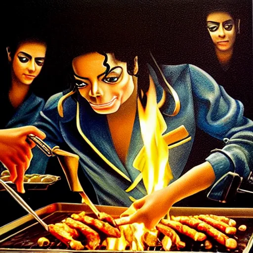 michael jackson cooking a bbq, abstract oil painting | Stable Diffusion ...