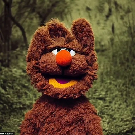 a fluffy brown furred elmo with big soft rabbit ears | Stable Diffusion