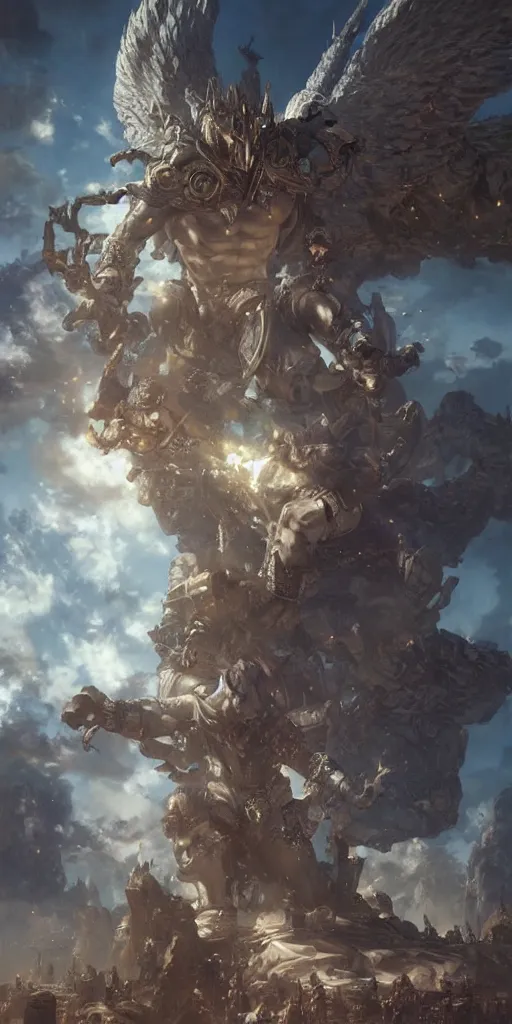 Art of beautiful angel rising above an ancient | Stable Diffusion | OpenArt