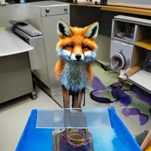 fox animals conducting experiments in a silly lab, | Stable Diffusion ...