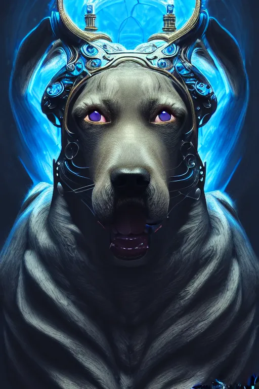 dog as a god, very detailed face, flowing hair, blue | Stable Diffusion ...