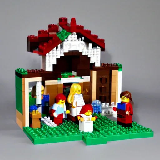 nativity Lego set, birth of Jesus Christ, manger, | Stable Diffusion