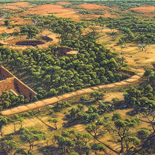 an oblique aerial view of ancient great zimbabwe | Stable Diffusion ...