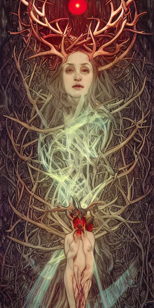 intense glowing black metal pagan god with antlers and | Stable ...