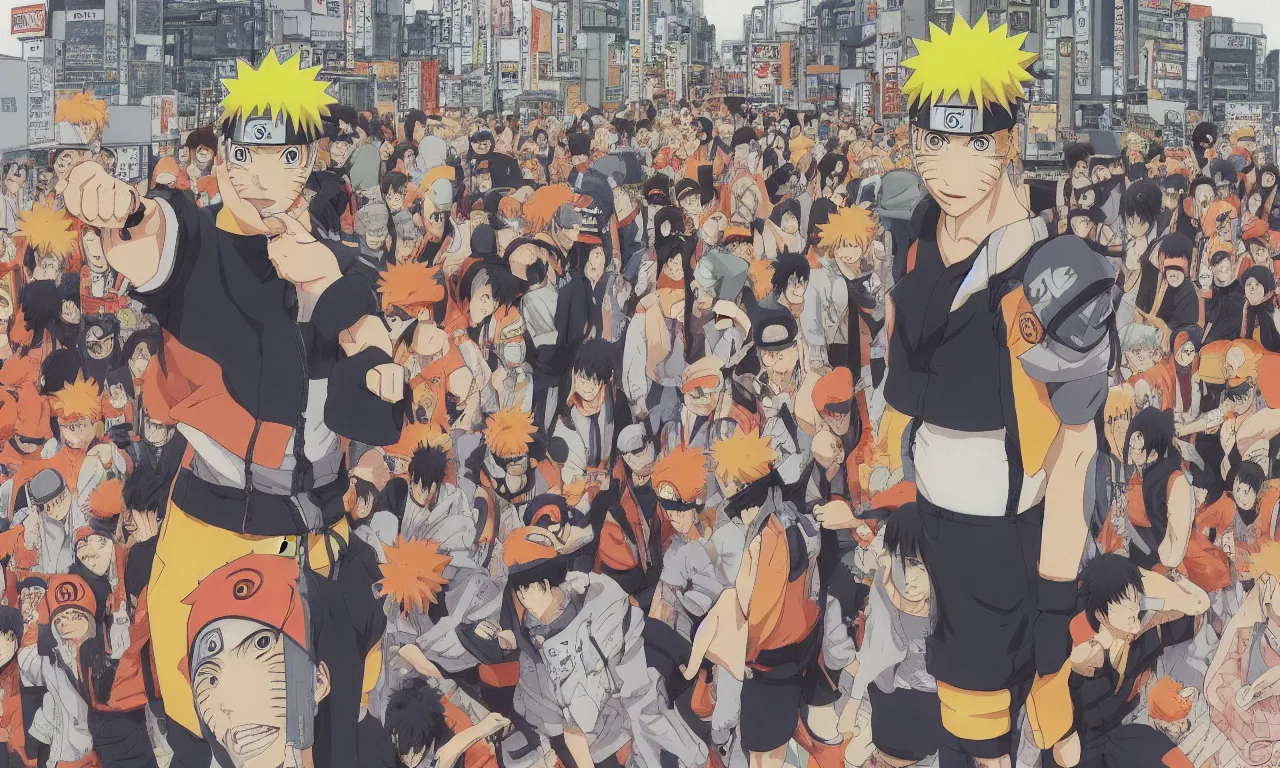 a color manga illustration of naruto standing alone in | Stable Diffusion