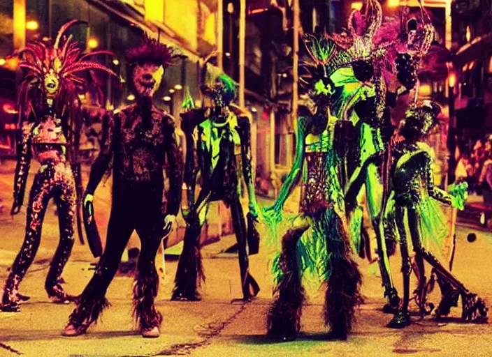 four surreal punk creatures dressed in underground | Stable Diffusion ...