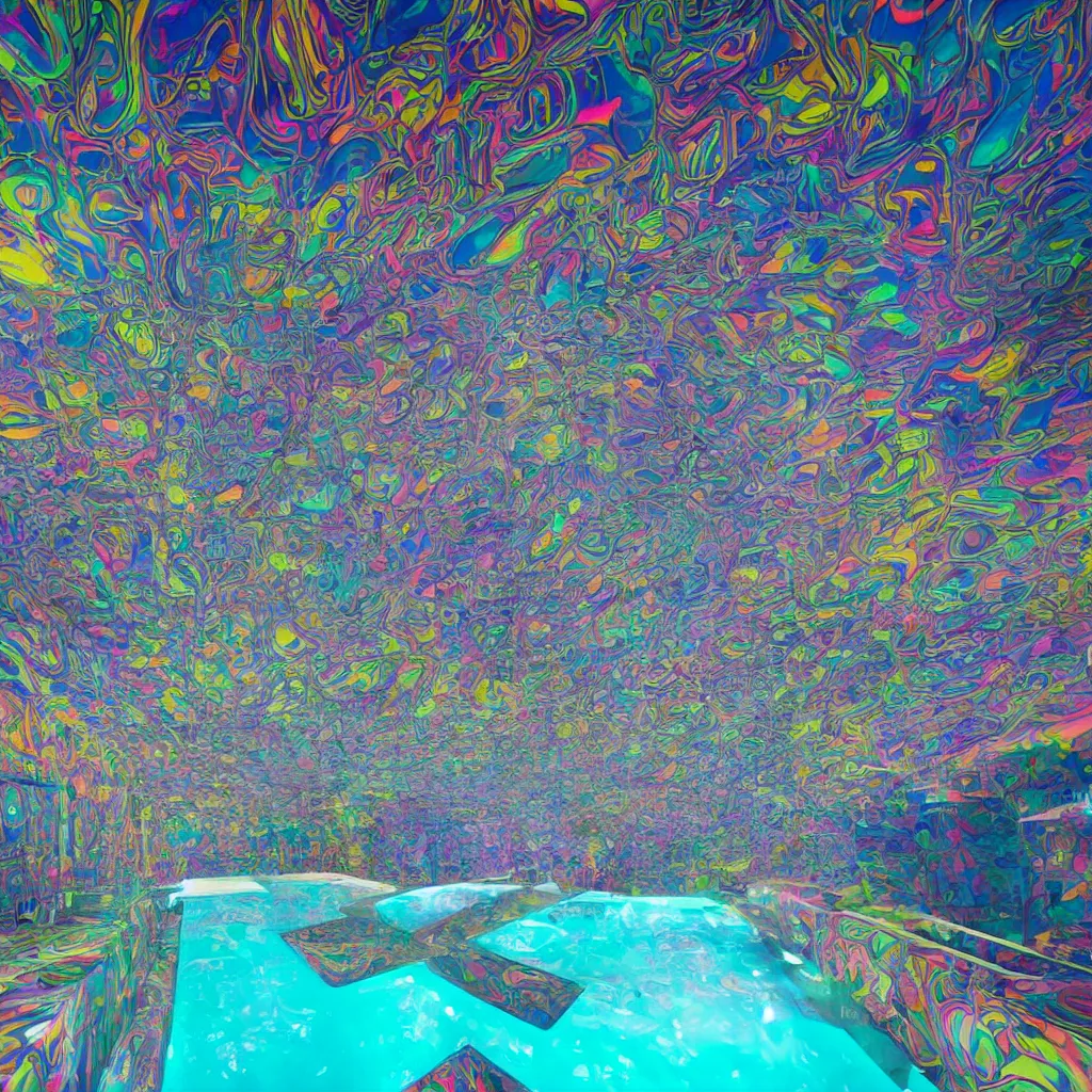 a modern interior with psychedelic walls and the | Stable Diffusion ...