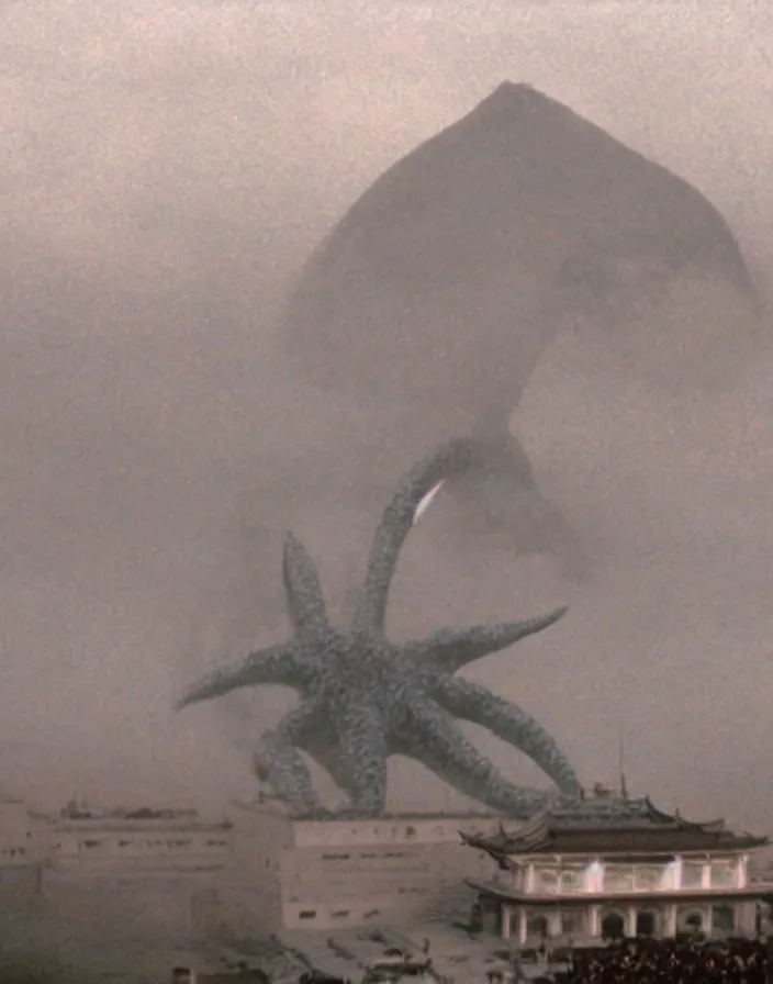 a filmstill of a north korean monster movie, kaiju - | Stable Diffusion