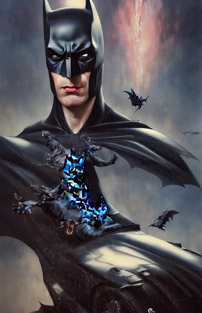 a portrait of batman standing with the batmobile by | Stable Diffusion ...