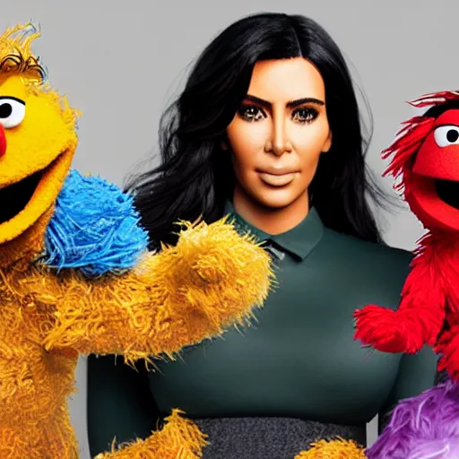 angry, kim kardashian as a muppet in sesame street, 8k | Stable ...