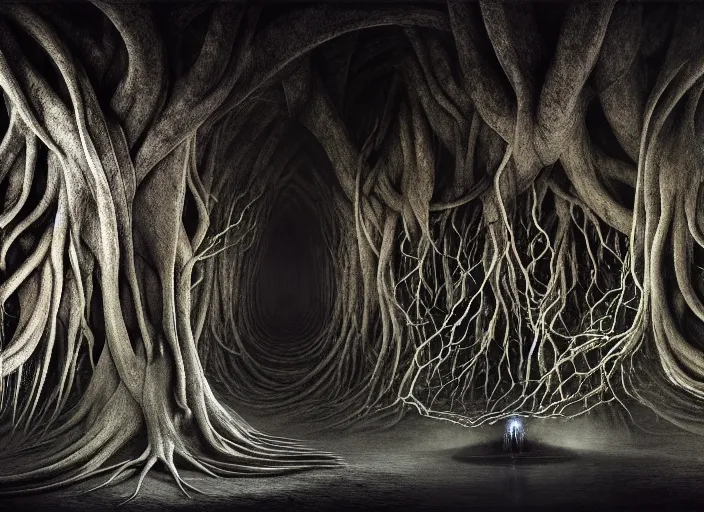 photo of roots growing down from a ceiling in an | Stable Diffusion ...