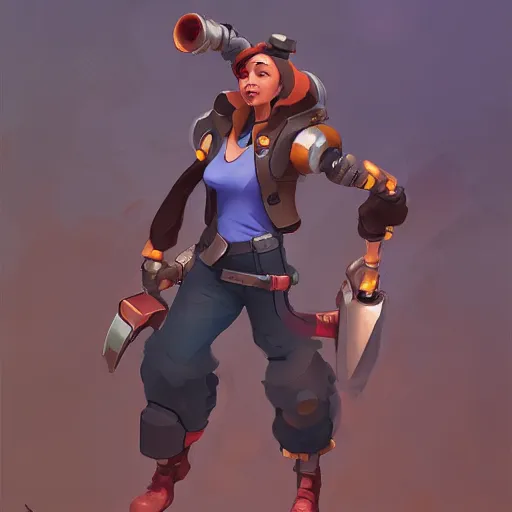 a magic rusty mechanic. overwatch character, simple | Stable Diffusion