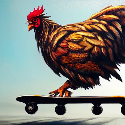 cyberpunk metal chicken riding a skateboard, trending | Stable ...