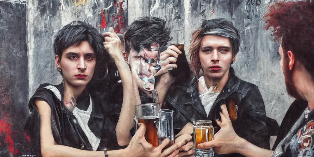 beautiful oil matte portrait painting, 8 0 s punks | Stable Diffusion ...