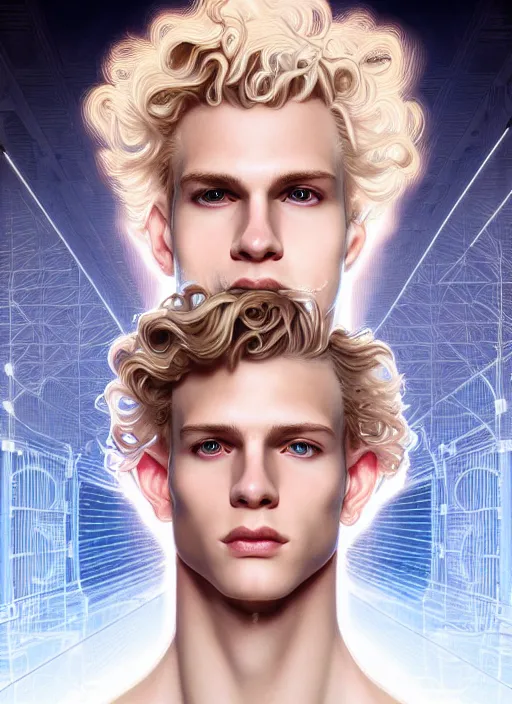 portrait of a blonde masculine man two sides hair and | Stable ...