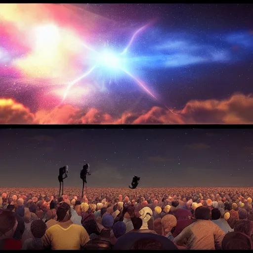 Movie being projected in entire sky, award winning | Stable Diffusion ...