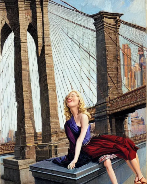 tuesday weld visits the brooklyn bridge by francine | Stable Diffusion ...