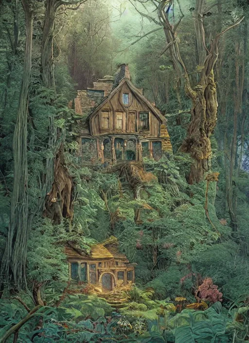 hyper realistic witch cottage rococo in the woods | Stable Diffusion ...