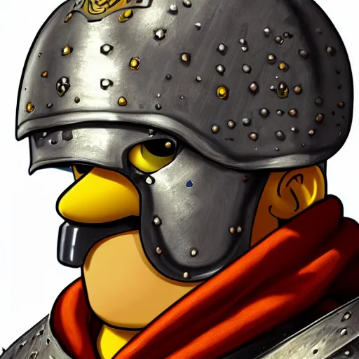 portrait of homer simpson wearing armor, dark fantasy, | Stable ...