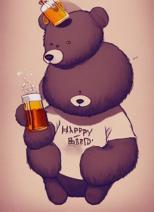 Happy bear drink beer on birhtday by Hayao Miyazaki, | Stable Diffusion | OpenArt