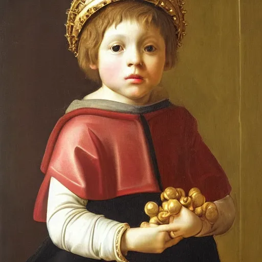 a painting of a young boy wearing a crown, a flemish | Stable Diffusion