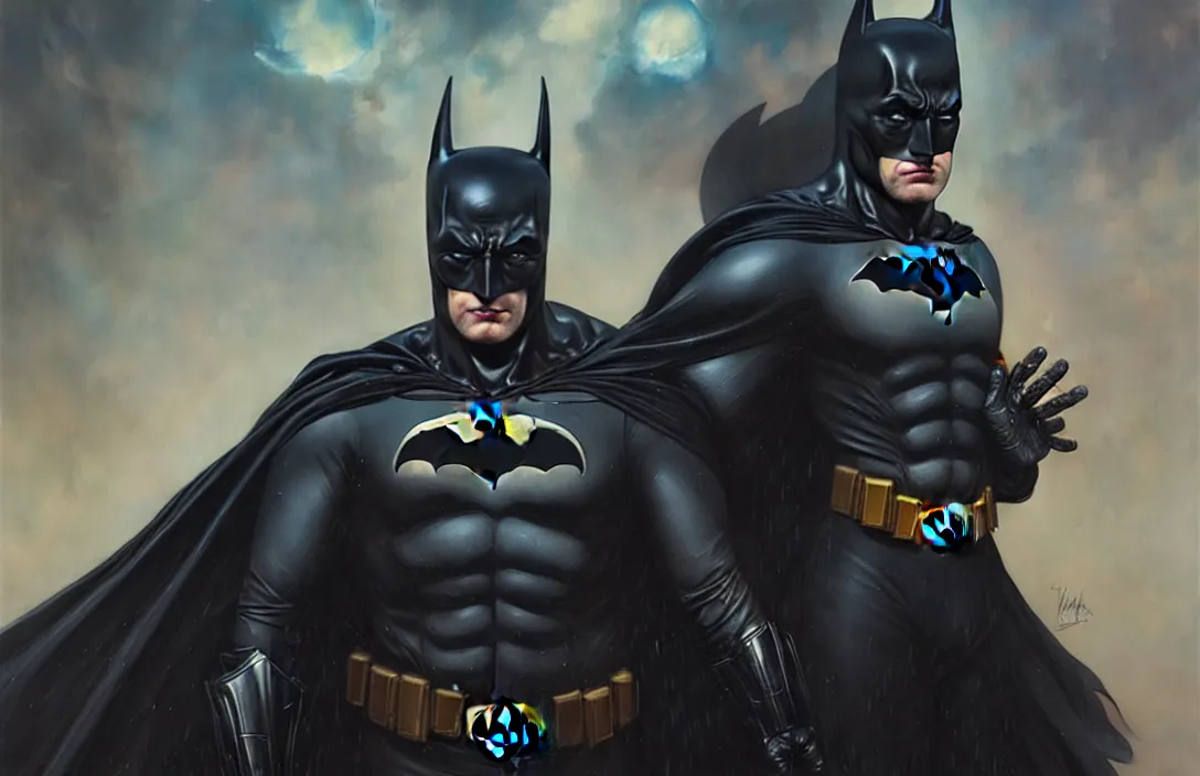 a portrait of batman standing with the batmobile by | Stable Diffusion ...