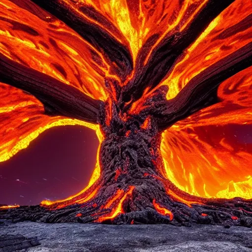 giant tree of life being consumed by lava | Stable Diffusion | OpenArt