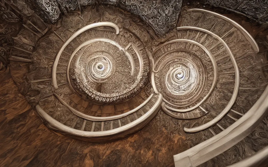 3d rendering of fantasy spiral stairs looking directly | Stable Diffusion | OpenArt