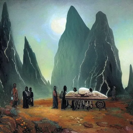 A beautiful art installation of a coffin being carried | Stable ...