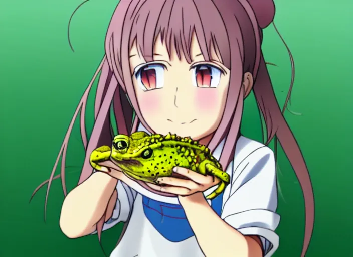 a messy little girl holding a fat slimy toad up to the | Stable ...